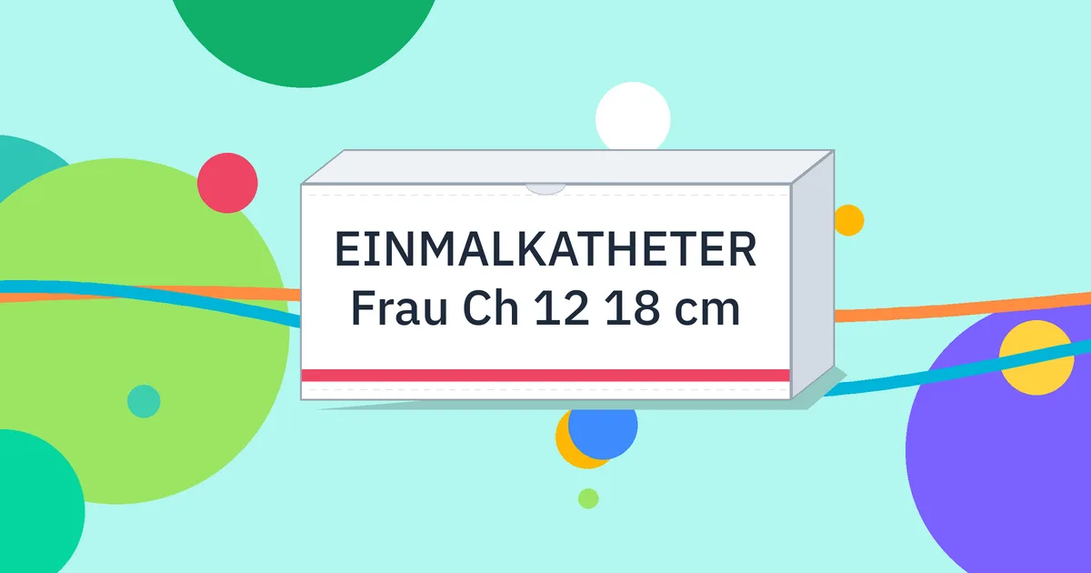 Symbolbild: Packung mit der Aufschrift EINMALKATHETER Frau Ch 12 18 cm (PZN 06129373) – Verfügbarkeit und Bezug in Apotheken in Frankfurt am Main