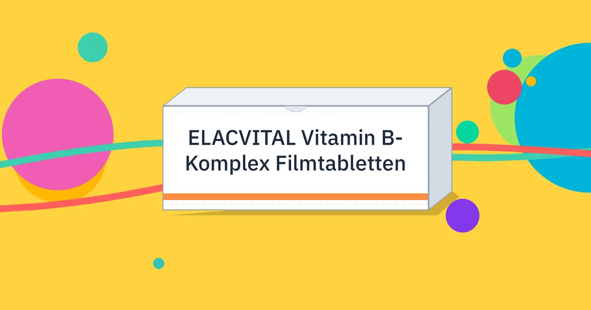 Symbolbild: Packung mit der Aufschrift ELACVITAL Vitamin B-Komplex Filmtabletten (PZN 19212236) – Verfügbarkeit und Bezug in Apotheken in Frankfurt am Main