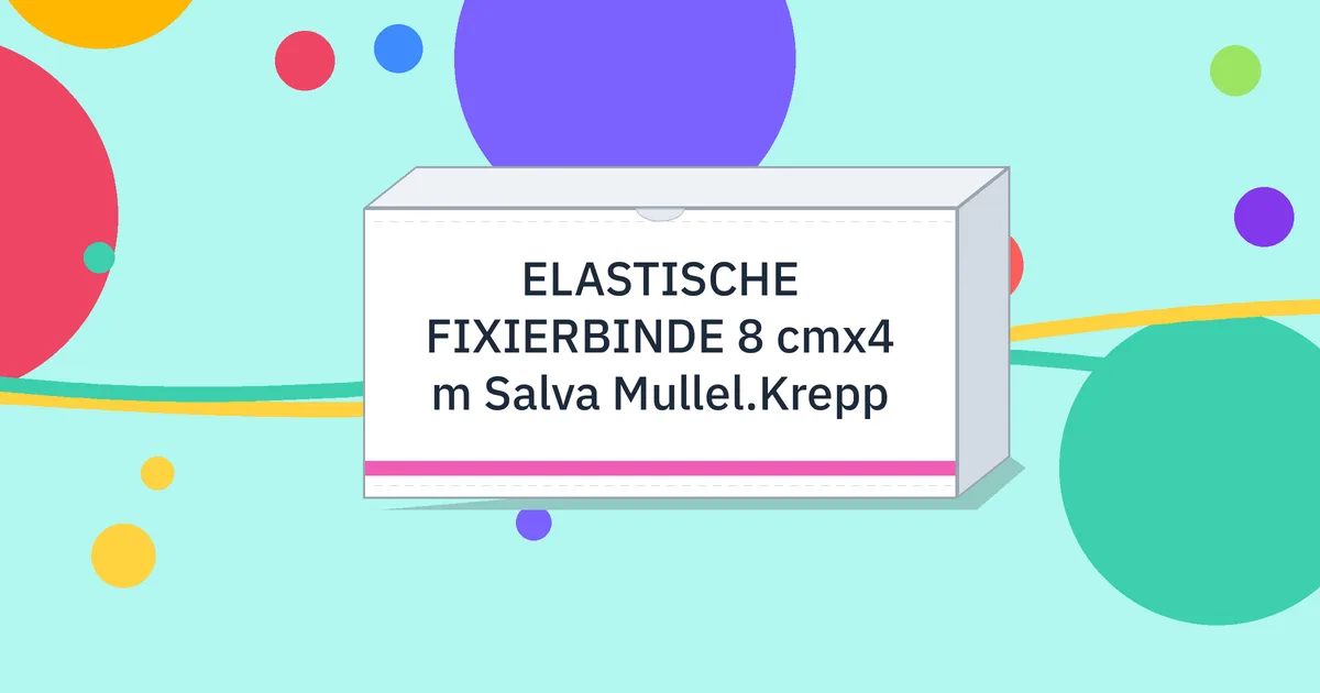 Symbolbild: Packung mit der Aufschrift ELASTISCHE FIXIERBINDE 8 cmx4 m Salva Mullel.Krepp (PZN 17152547) – Verfügbarkeit und Bezug in Apotheken in Frankfurt am Main