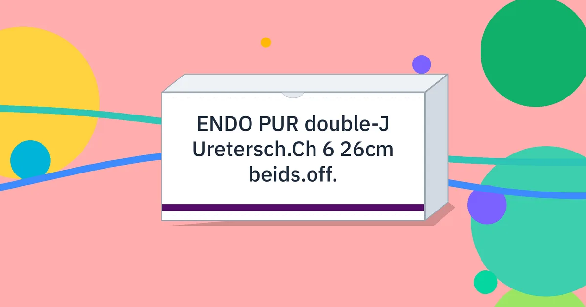 Symbolbild: Packung mit der Aufschrift ENDO PUR double-J Uretersch.Ch 6 26cm beids.off. (PZN 00437719) – Verfügbarkeit und Bezug in Apotheken in Frankfurt am Main