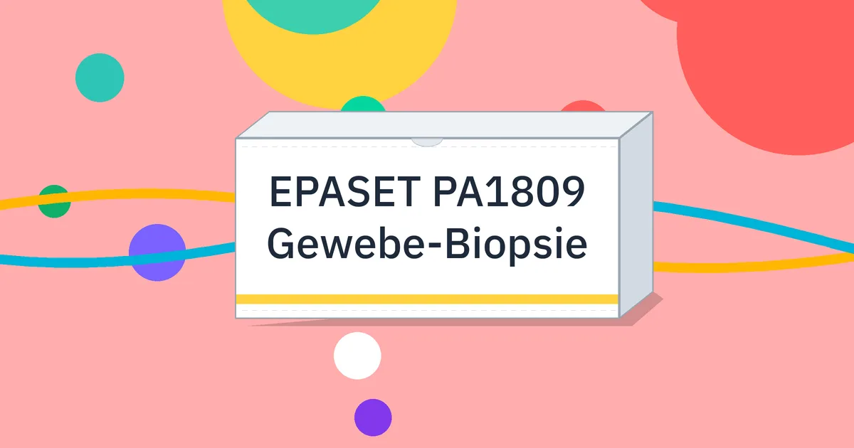 Symbolbild: Packung mit der Aufschrift EPASET PA1809 Gewebe-Biopsie (PZN 19250372) – Verfügbarkeit und Bezug in Apotheken in Frankfurt am Main