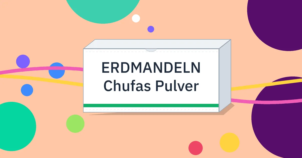 Symbolbild: Packung mit der Aufschrift ERDMANDELN Chufas Pulver (PZN 04219480) – Verfügbarkeit und Bezug in Apotheken in Frankfurt am Main