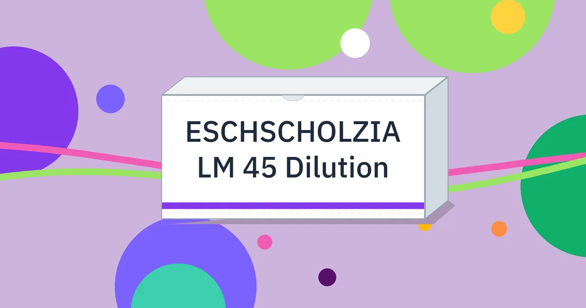 Symbolbild: Packung mit der Aufschrift ESCHSCHOLZIA LM 45 Dilution (PZN 13480208) – Verfügbarkeit und Bezug in Apotheken in Frankfurt am Main