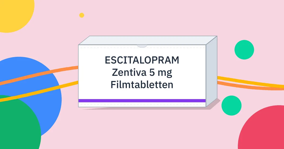 Symbolbild: Packung mit der Aufschrift ESCITALOPRAM Zentiva 5 mg Filmtabletten (PZN 10283105) – Verfügbarkeit und Bezug in Apotheken in Frankfurt am Main