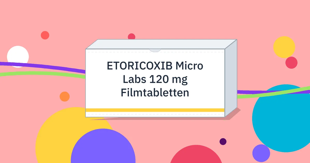Symbolbild: Packung mit der Aufschrift ETORICOXIB Micro Labs 120 mg Filmtabletten (PZN 17872684) – Verfügbarkeit und Bezug in Apotheken in Frankfurt am Main