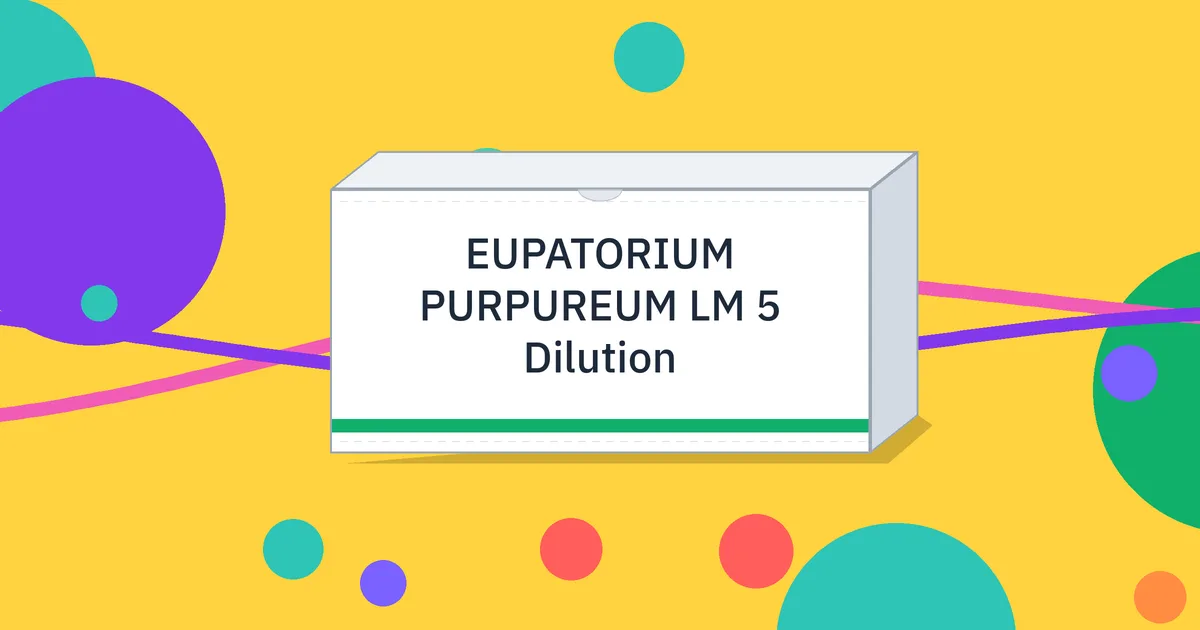 Symbolbild: Packung mit der Aufschrift EUPATORIUM PURPUREUM LM 5 Dilution (PZN 13481283) – Verfügbarkeit und Bezug in Apotheken in Frankfurt am Main