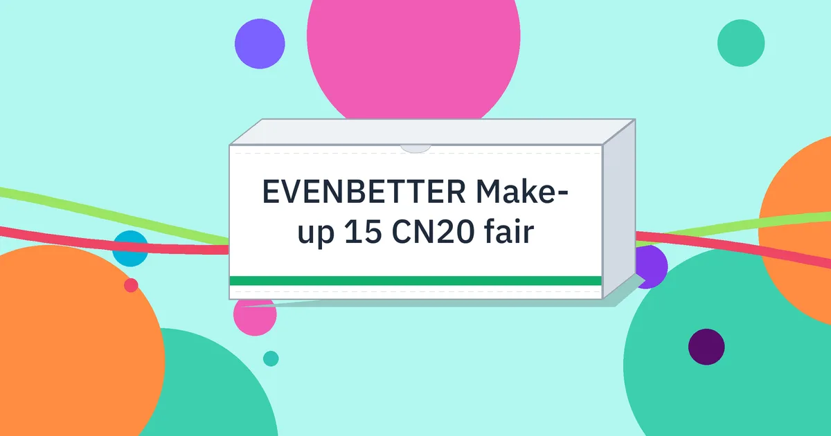 Symbolbild: Packung mit der Aufschrift EVENBETTER Make-up 15 CN20 fair (PZN 18894877) – Verfügbarkeit und Bezug in Apotheken in Frankfurt am Main