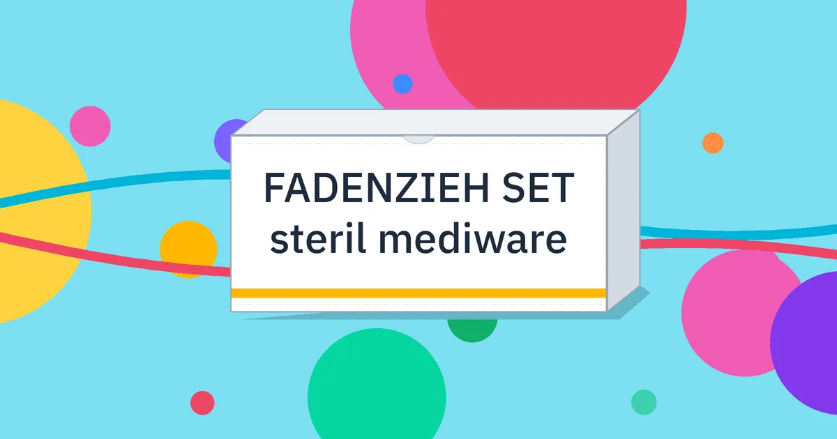 Symbolbild: Packung mit der Aufschrift FADENZIEH SET steril mediware (PZN 03693268) – Verfügbarkeit und Bezug in Apotheken in Frankfurt am Main