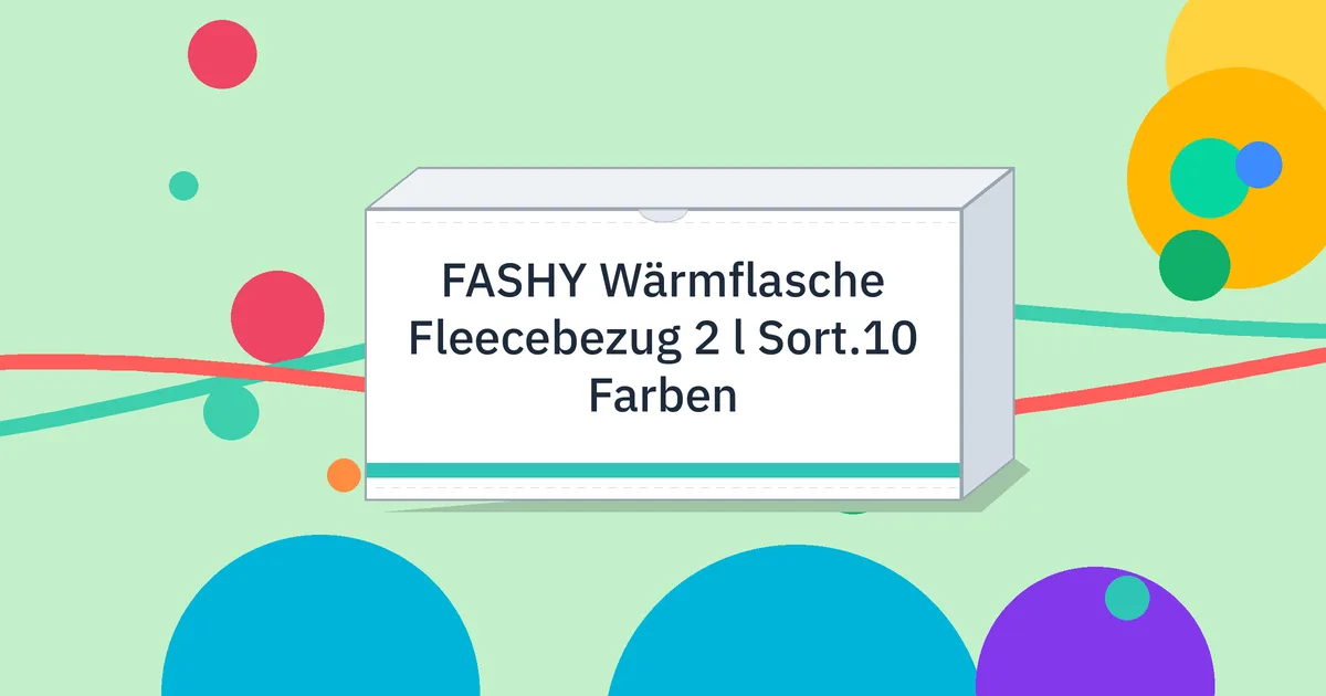 Symbolbild: Packung mit der Aufschrift FASHY Wärmflasche Fleecebezug 2 l Sort.10 Farben (PZN 19137061) – Verfügbarkeit und Bezug in Apotheken in Frankfurt am Main