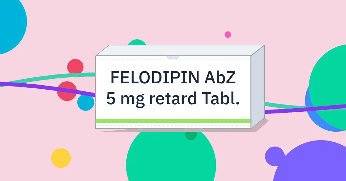 Symbolbild: Packung mit der Aufschrift FELODIPIN AbZ 5 mg retard Tabl. (PZN 01680221) – Verfügbarkeit und Bezug in Apotheken in Frankfurt am Main