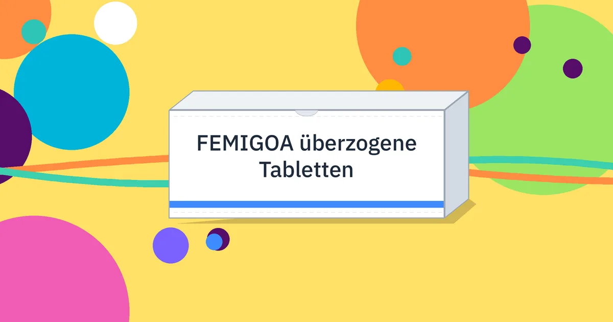 Symbolbild: Packung mit der Aufschrift FEMIGOA überzogene Tabletten (PZN 04653383) – Verfügbarkeit und Bezug in Apotheken in Frankfurt am Main