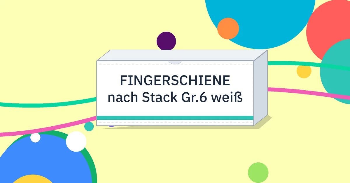 Symbolbild: Packung mit der Aufschrift FINGERSCHIENE nach Stack Gr.6 weiß (PZN 07011030) – Verfügbarkeit und Bezug in Apotheken in Frankfurt am Main