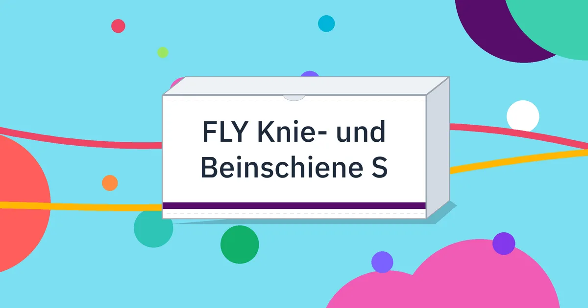 Symbolbild: Packung mit der Aufschrift FLY Knie- und Beinschiene S (PZN 10539616) – Verfügbarkeit und Bezug in Apotheken in Frankfurt am Main