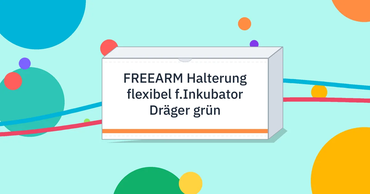 Symbolbild: Packung mit der Aufschrift FREEARM Halterung flexibel f.Inkubator Dräger grün (PZN 19975017) – Verfügbarkeit und Bezug in Apotheken in Frankfurt am Main