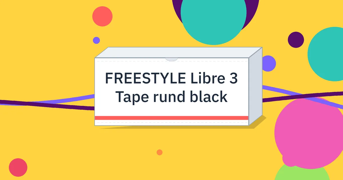 Symbolbild: Packung mit der Aufschrift FREESTYLE Libre 3 Tape rund black (PZN 18178141) – Verfügbarkeit und Bezug in Apotheken in Frankfurt am Main