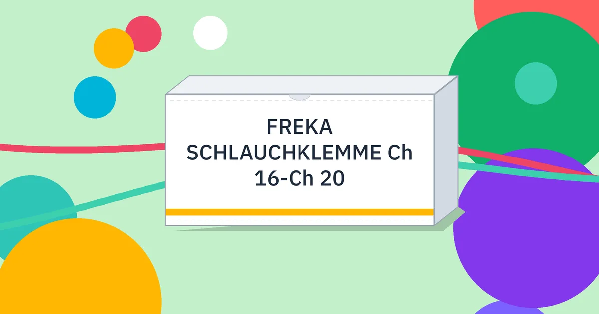 Symbolbild: Packung mit der Aufschrift FREKA SCHLAUCHKLEMME Ch 16-Ch 20 (PZN 16497043) – Verfügbarkeit und Bezug in Apotheken in Frankfurt am Main