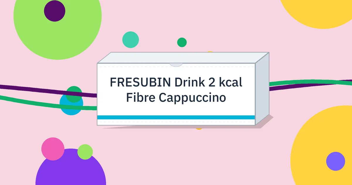 Symbolbild: Packung mit der Aufschrift FRESUBIN Drink 2 kcal Fibre Cappuccino (PZN 11609253) – Verfügbarkeit und Bezug in Apotheken in Frankfurt am Main