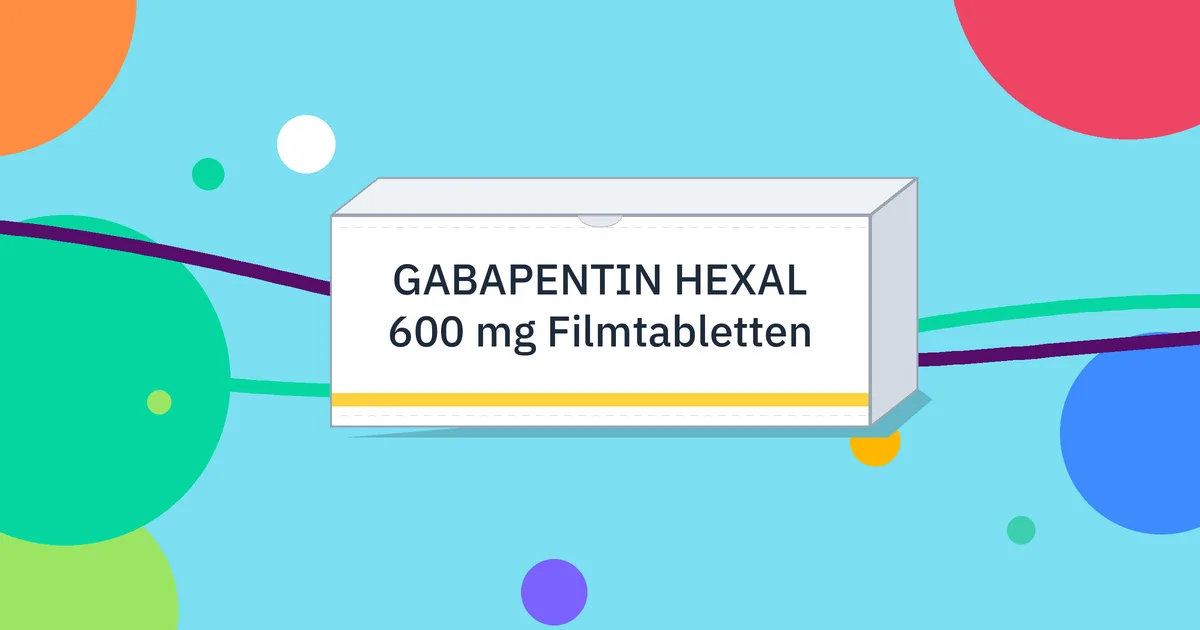 Symbolbild: Packung mit der Aufschrift GABAPENTIN HEXAL 600 mg Filmtabletten (PZN 00651453) – Verfügbarkeit und Bezug in Apotheken in Frankfurt am Main
