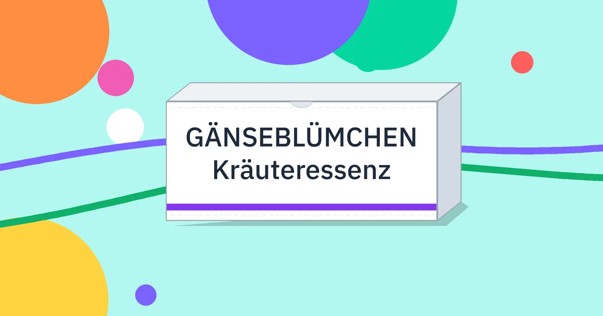 Symbolbild: Packung mit der Aufschrift GÄNSEBLÜMCHEN Kräuteressenz (PZN 11527070) – Verfügbarkeit und Bezug in Apotheken in Frankfurt am Main