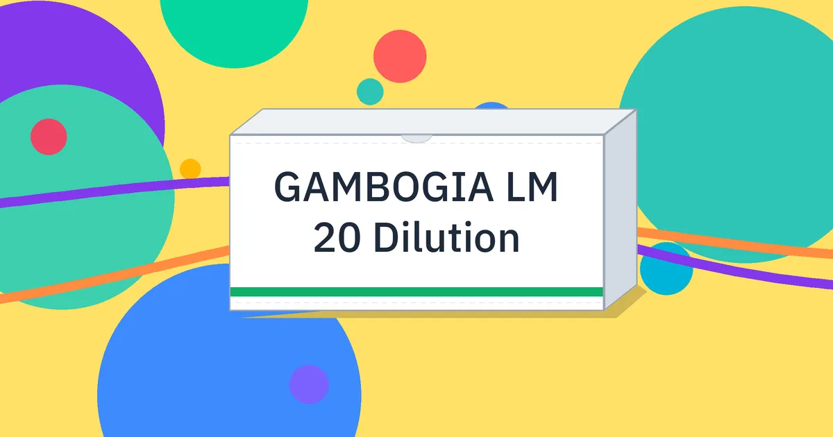 Symbolbild: Packung mit der Aufschrift GAMBOGIA LM 20 Dilution (PZN 13498622) – Verfügbarkeit und Bezug in Apotheken in Frankfurt am Main