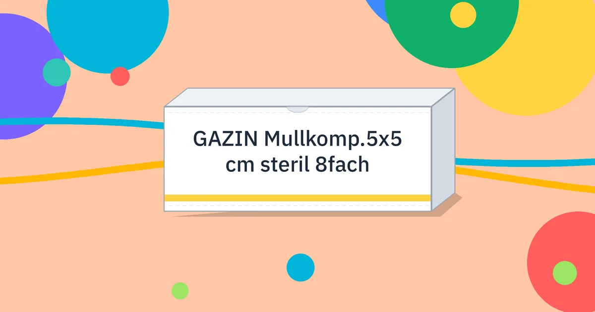 Symbolbild: Packung mit der Aufschrift GAZIN Mullkomp.5x5 cm steril 8fach (PZN 19700935) – Verfügbarkeit und Bezug in Apotheken in Frankfurt am Main