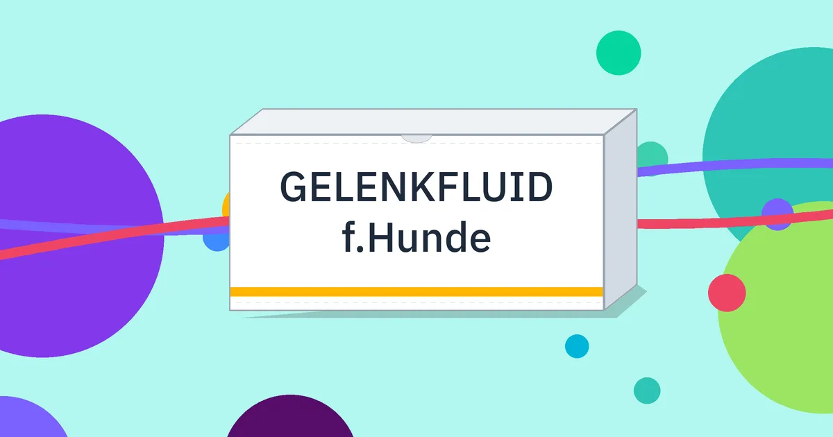 Symbolbild: Packung mit der Aufschrift GELENKFLUID f.Hunde (PZN 02489175) – Verfügbarkeit und Bezug in Apotheken in Frankfurt am Main