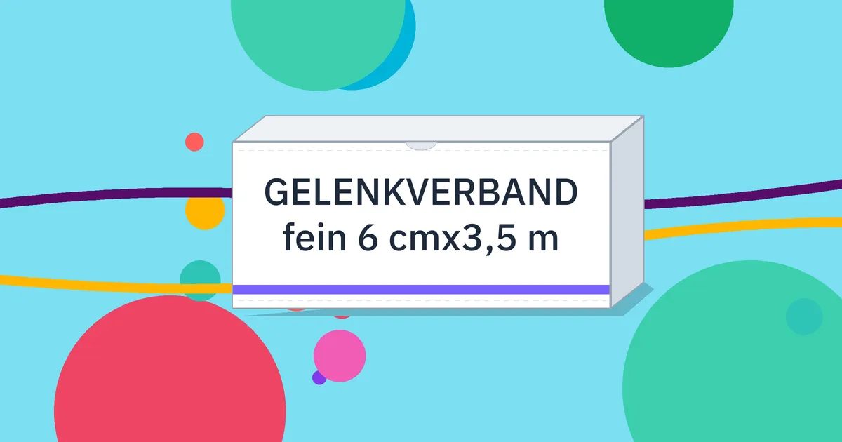 Symbolbild: Packung mit der Aufschrift GELENKVERBAND fein 6 cmx3,5 m (PZN 01721486) – Verfügbarkeit und Bezug in Apotheken in Frankfurt am Main