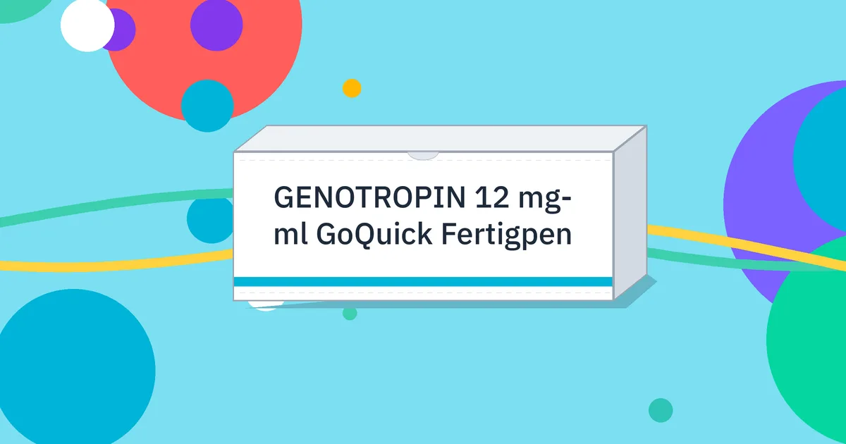 Symbolbild: Packung mit der Aufschrift GENOTROPIN 12 mg-ml GoQuick Fertigpen (PZN 17669144) – Verfügbarkeit und Bezug in Apotheken in Frankfurt am Main
