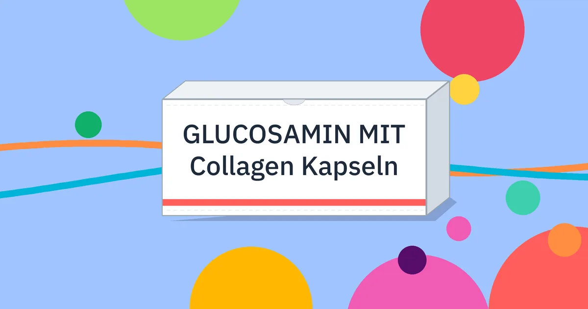Symbolbild: Packung mit der Aufschrift GLUCOSAMIN MIT Collagen Kapseln (PZN 16195690) – Verfügbarkeit und Bezug in Apotheken in Frankfurt am Main