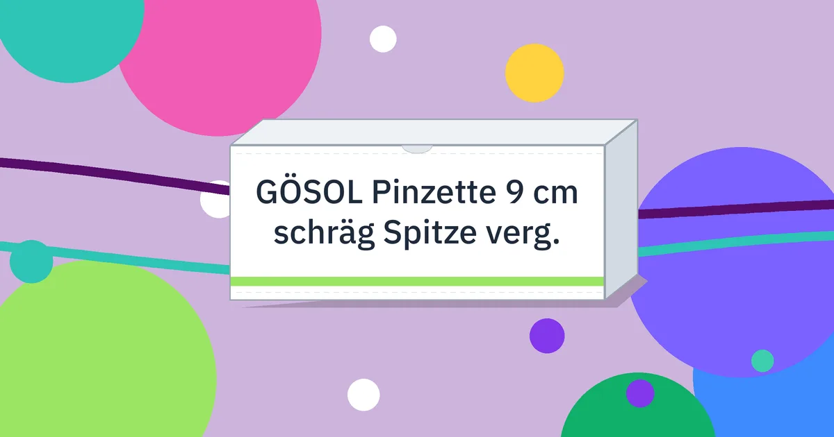 Symbolbild: Packung mit der Aufschrift GÖSOL Pinzette 9 cm schräg Spitze verg. (PZN 16774287) – Verfügbarkeit und Bezug in Apotheken in Frankfurt am Main