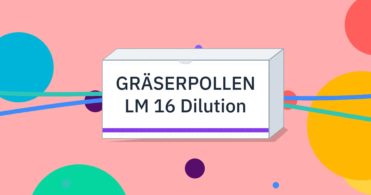 Symbolbild: Packung mit der Aufschrift GRÄSERPOLLEN LM 16 Dilution (PZN 12882198) – Verfügbarkeit und Bezug in Apotheken in Frankfurt am Main