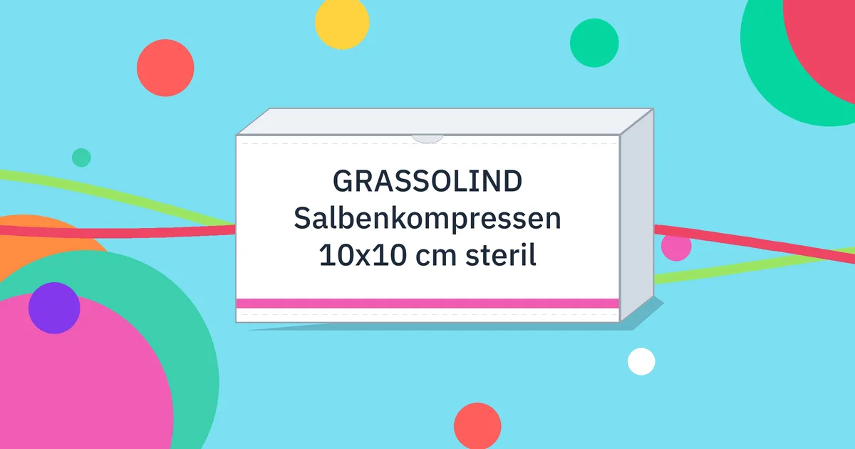 Symbolbild: Packung mit der Aufschrift GRASSOLIND Salbenkompressen 10x10 cm steril (PZN 18913511) – Verfügbarkeit und Bezug in Apotheken in Frankfurt am Main