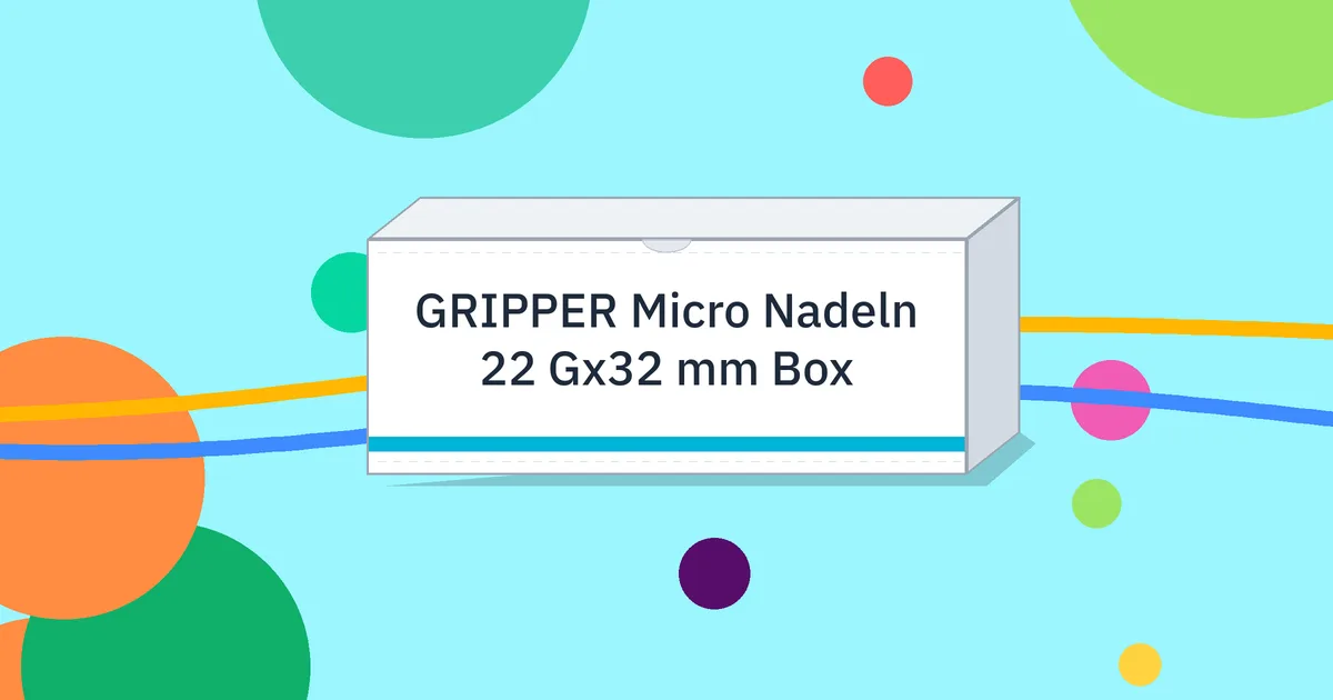 Symbolbild: Packung mit der Aufschrift GRIPPER Micro Nadeln 22 Gx32 mm Box (PZN 07526283) – Verfügbarkeit und Bezug in Apotheken in Frankfurt am Main