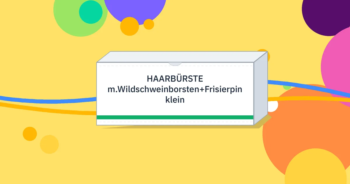 Symbolbild: Packung mit der Aufschrift HAARBÜRSTE m.Wildschweinborsten+Frisierpin klein (PZN 17289619) – Verfügbarkeit und Bezug in Apotheken in Frankfurt am Main