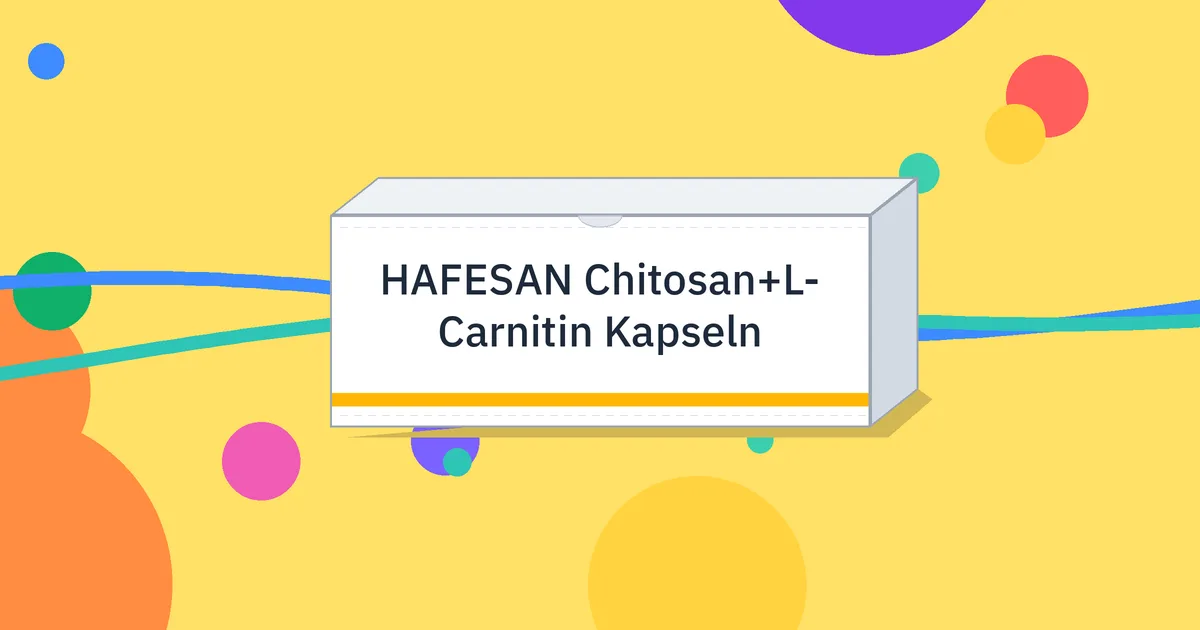 Symbolbild: Packung mit der Aufschrift HAFESAN Chitosan+L-Carnitin Kapseln (PZN 03240466) – Verfügbarkeit und Bezug in Apotheken in Frankfurt am Main