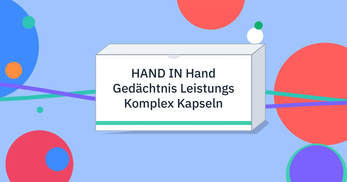 Symbolbild: Packung mit der Aufschrift HAND IN Hand Gedächtnis Leistungs Komplex Kapseln (PZN 19421974) – Verfügbarkeit und Bezug in Apotheken in Frankfurt am Main