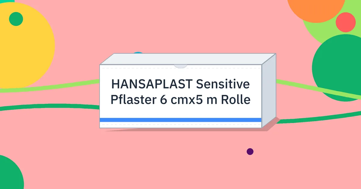 Symbolbild: Packung mit der Aufschrift HANSAPLAST Sensitive Pflaster 6 cmx5 m Rolle (PZN 13576670) – Verfügbarkeit und Bezug in Apotheken in Frankfurt am Main