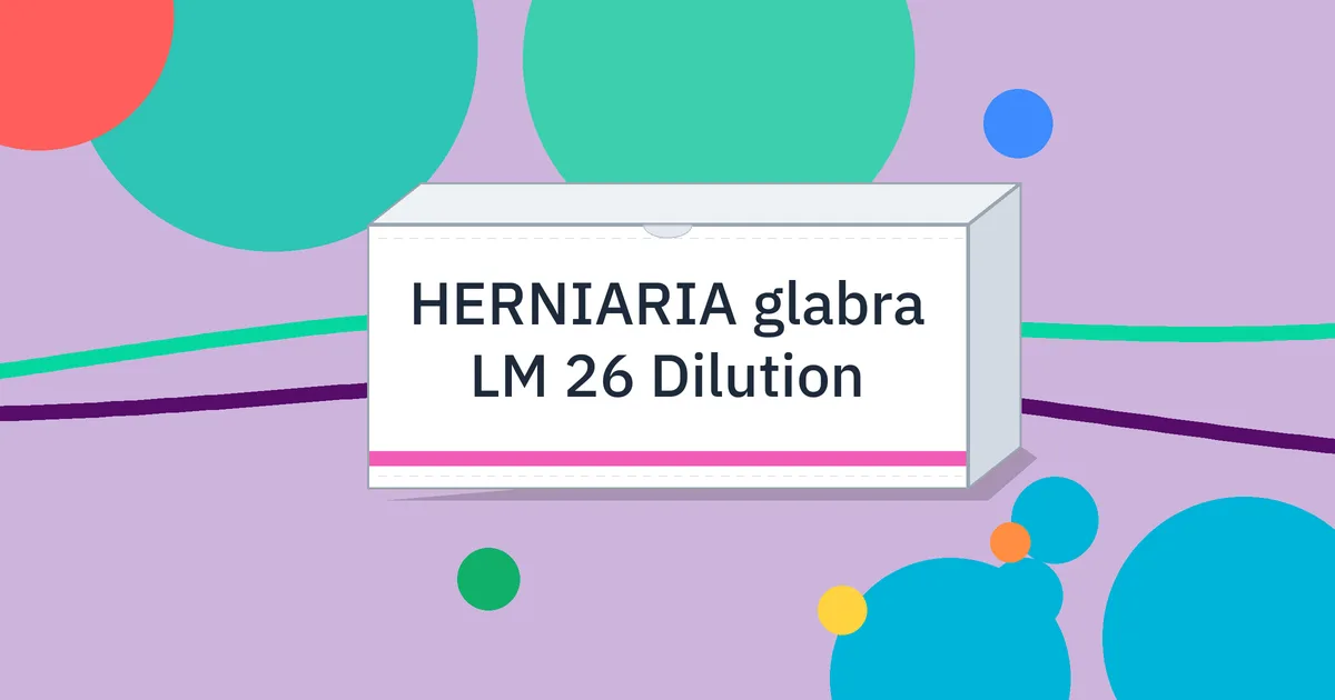 Symbolbild: Packung mit der Aufschrift HERNIARIA glabra LM 26 Dilution (PZN 13553195) – Verfügbarkeit und Bezug in Apotheken in Frankfurt am Main