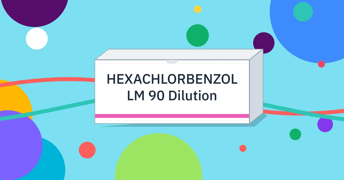 Symbolbild: Packung mit der Aufschrift HEXACHLORBENZOL LM 90 Dilution (PZN 12889094) – Verfügbarkeit und Bezug in Apotheken in Frankfurt am Main