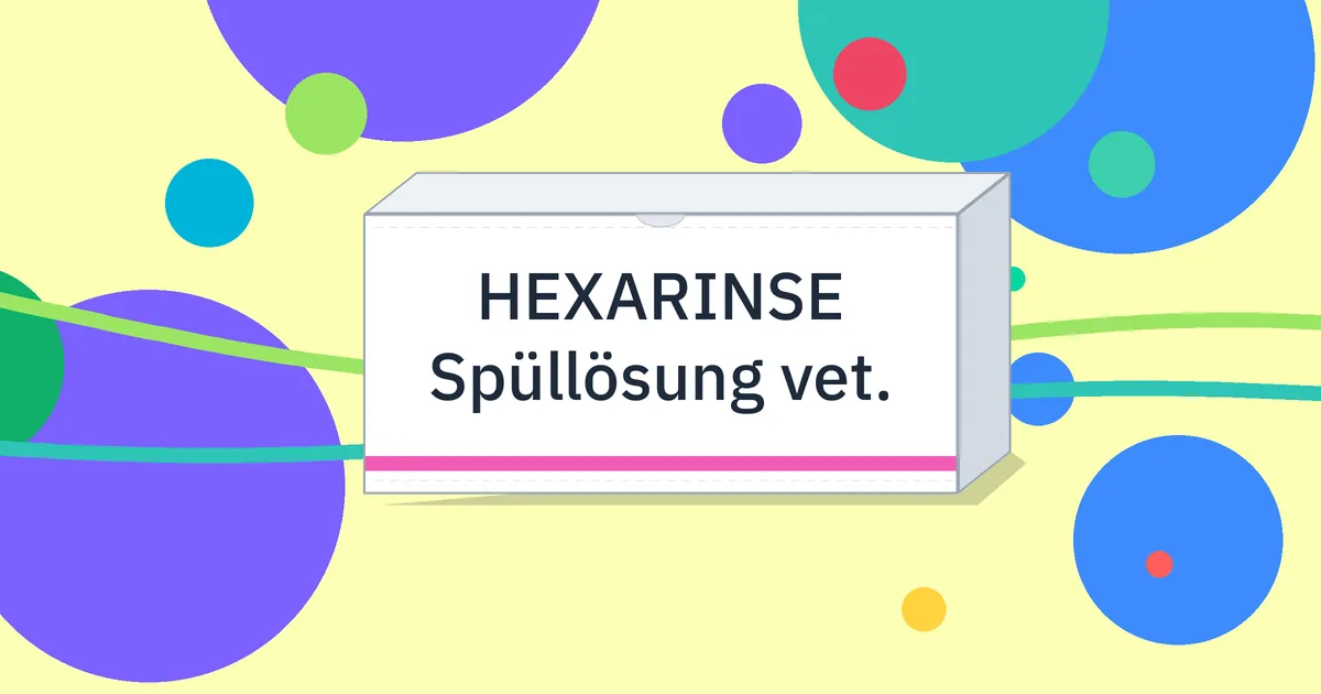 Symbolbild: Packung mit der Aufschrift HEXARINSE Spüllösung vet. (PZN 16608927) – Verfügbarkeit und Bezug in Apotheken in Frankfurt am Main