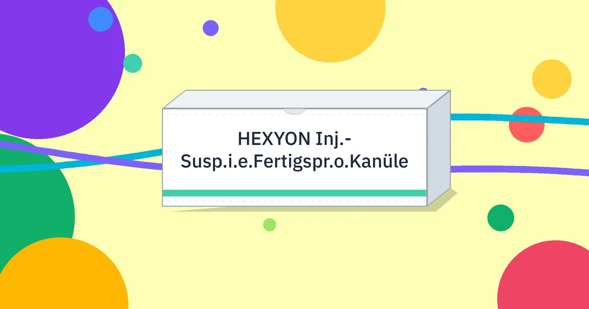 Symbolbild: Packung mit der Aufschrift HEXYON Inj.-Susp.i.e.Fertigspr.o.Kanüle (PZN 12595926) – Verfügbarkeit und Bezug in Apotheken in Frankfurt am Main