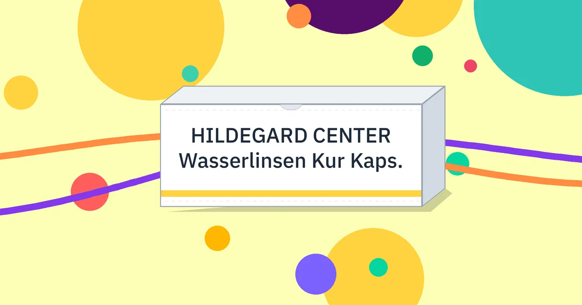 Symbolbild: Packung mit der Aufschrift HILDEGARD CENTER Wasserlinsen Kur Kaps. (PZN 12489839) – Verfügbarkeit und Bezug in Apotheken in Frankfurt am Main