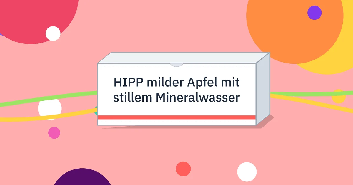 Symbolbild: Packung mit der Aufschrift HIPP milder Apfel mit stillem Mineralwasser (PZN 16517142) – Verfügbarkeit und Bezug in Apotheken in Frankfurt am Main