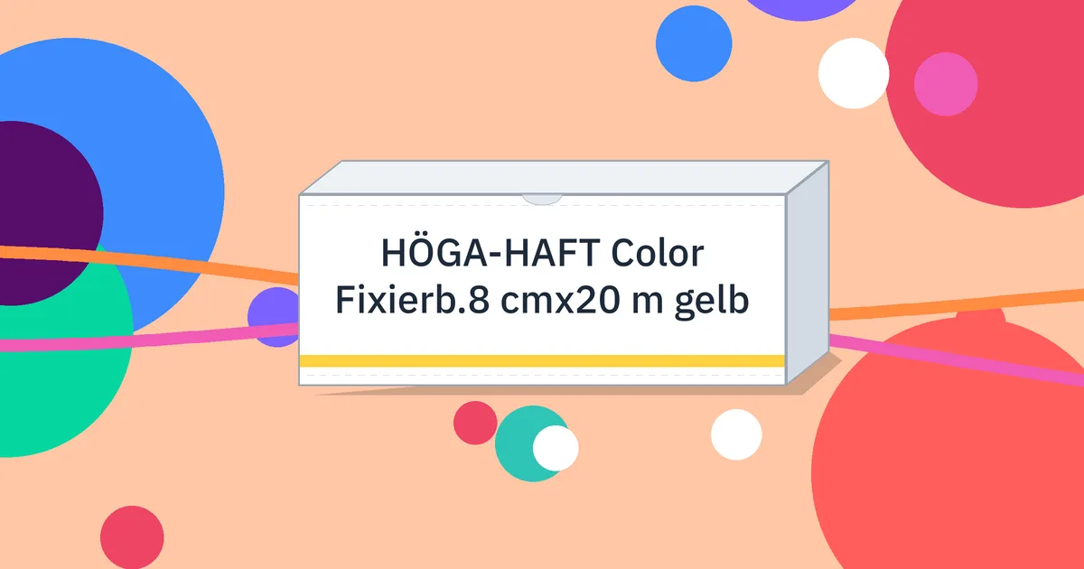 Symbolbild: Packung mit der Aufschrift HÖGA-HAFT Color Fixierb.8 cmx20 m gelb (PZN 11521469) – Verfügbarkeit und Bezug in Apotheken in Frankfurt am Main