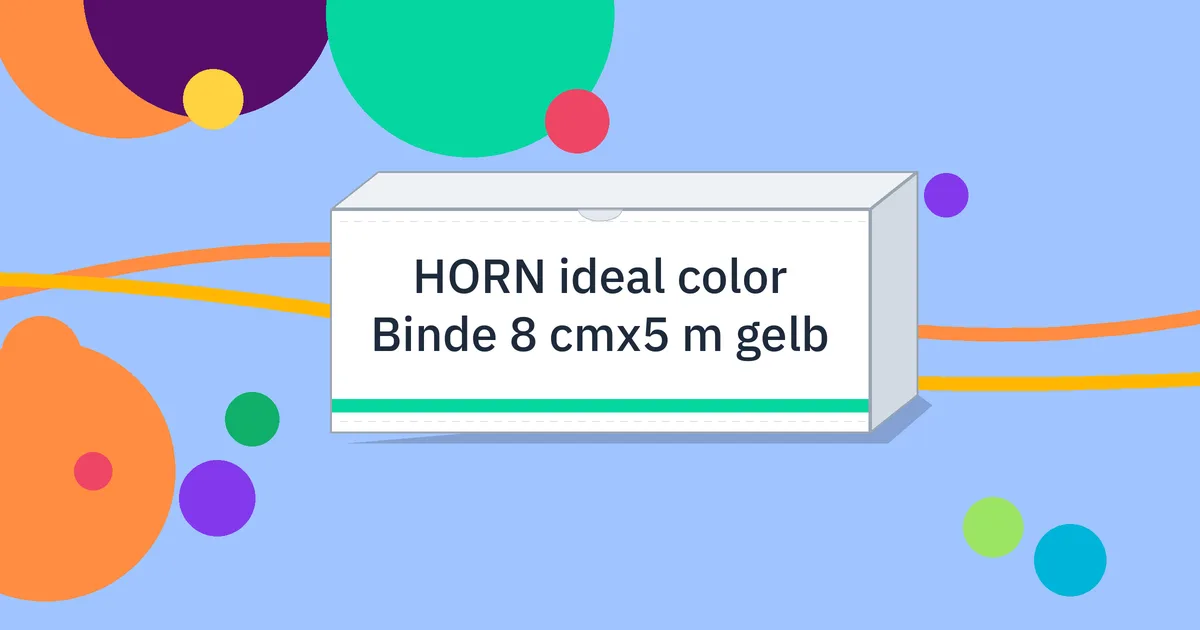 Symbolbild: Packung mit der Aufschrift HORN ideal color Binde 8 cmx5 m gelb (PZN 04588384) – Verfügbarkeit und Bezug in Apotheken in Frankfurt am Main