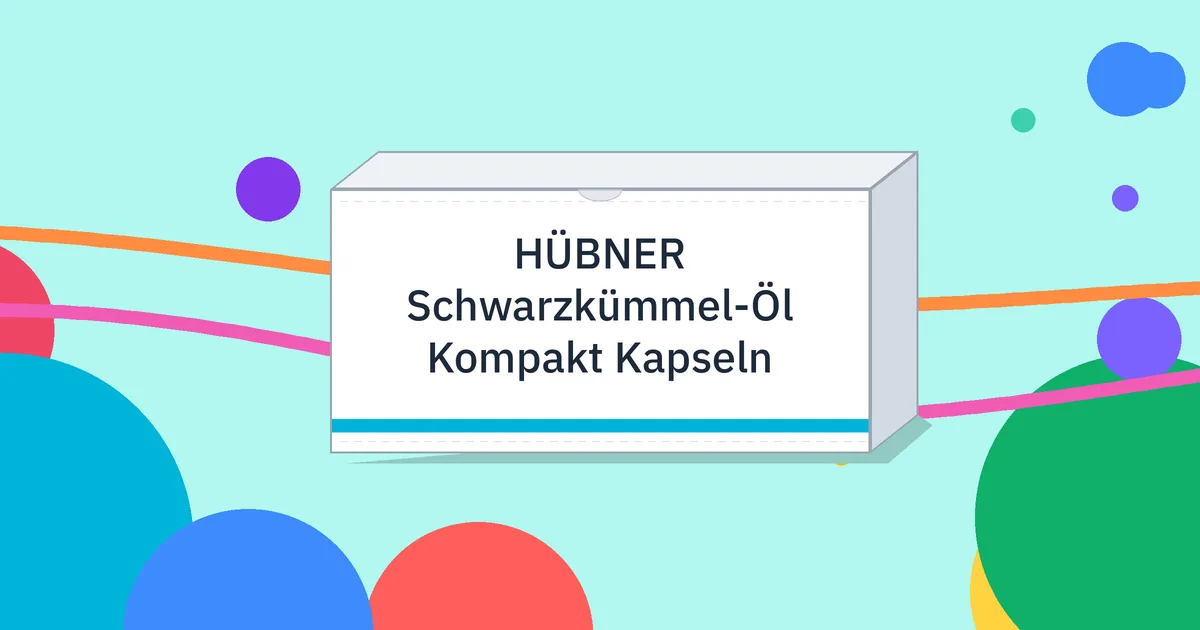 Symbolbild: Packung mit der Aufschrift HÜBNER Schwarzkümmel-Öl Kompakt Kapseln (PZN 20038565) – Verfügbarkeit und Bezug in Apotheken in Frankfurt am Main