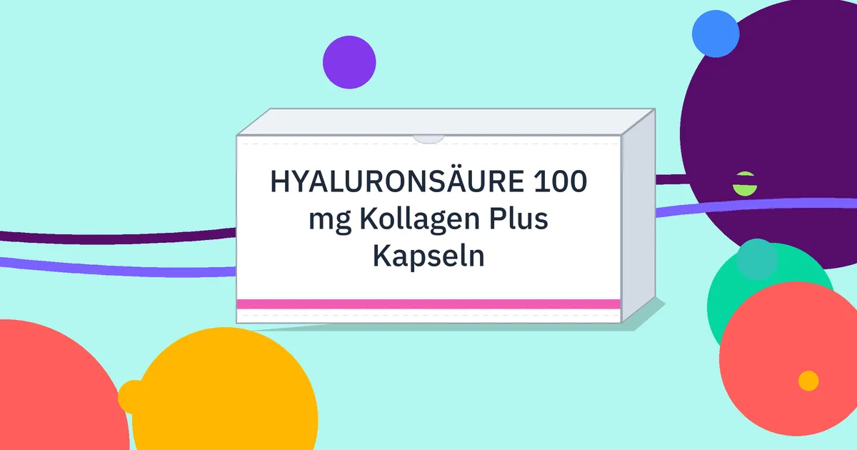 Symbolbild: Packung mit der Aufschrift HYALURONSÄURE 100 mg Kollagen Plus Kapseln (PZN 10088065) – Verfügbarkeit und Bezug in Apotheken in Frankfurt am Main