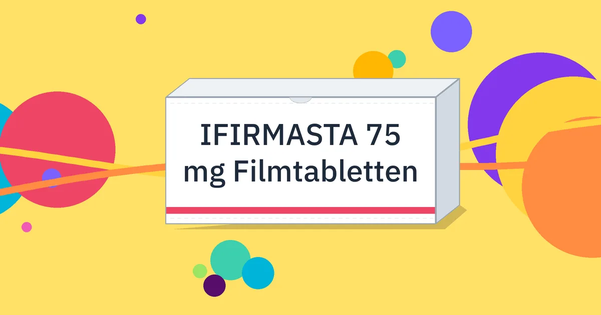 Symbolbild: Packung mit der Aufschrift IFIRMASTA 75 mg Filmtabletten (PZN 09726359) – Verfügbarkeit und Bezug in Apotheken in Frankfurt am Main
