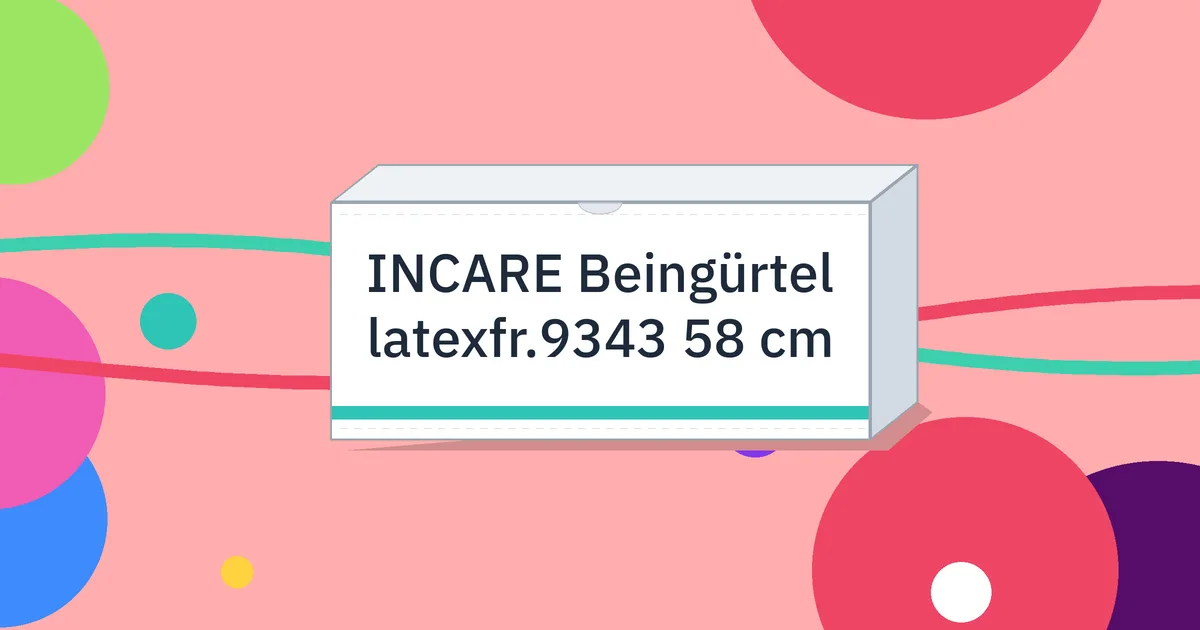 Symbolbild: Packung mit der Aufschrift INCARE Beingürtel latexfr.9343 58 cm (PZN 00274714) – Verfügbarkeit und Bezug in Apotheken in Frankfurt am Main