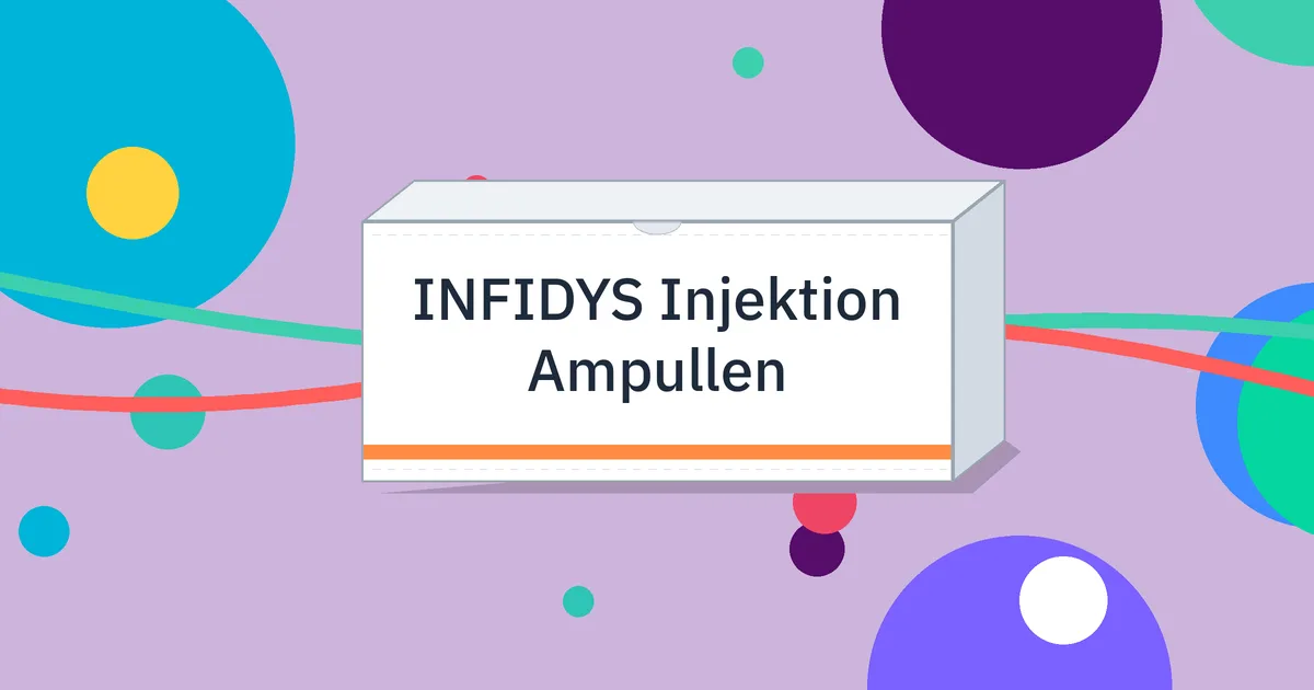 Symbolbild: Packung mit der Aufschrift INFIDYS Injektion Ampullen (PZN 04472351) – Verfügbarkeit und Bezug in Apotheken in Frankfurt am Main